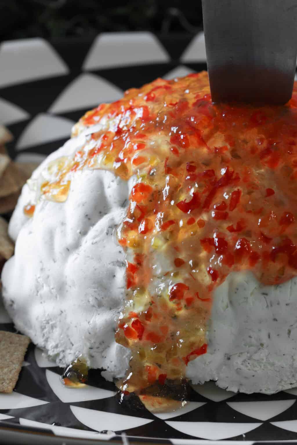 Halloween Brain Dip Appetizer (Using Brain Mold) - Aleka's Get-Together