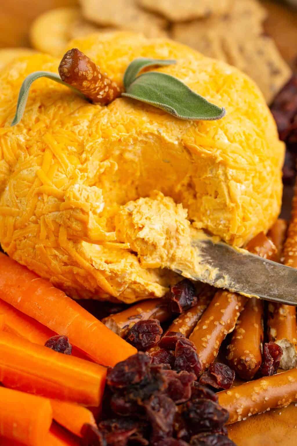 Pumpkin Shaped Cheese Ball - Aleka's Get-Together