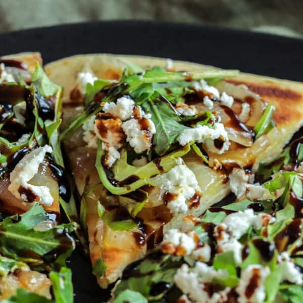 Arugula Feta Flatbread w/ Balsamic Glaze - Aleka's Get-Together