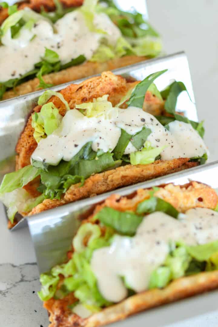 Caesar Salad Tacos with Crispy Parmesan Shell - Aleka's Get-Together