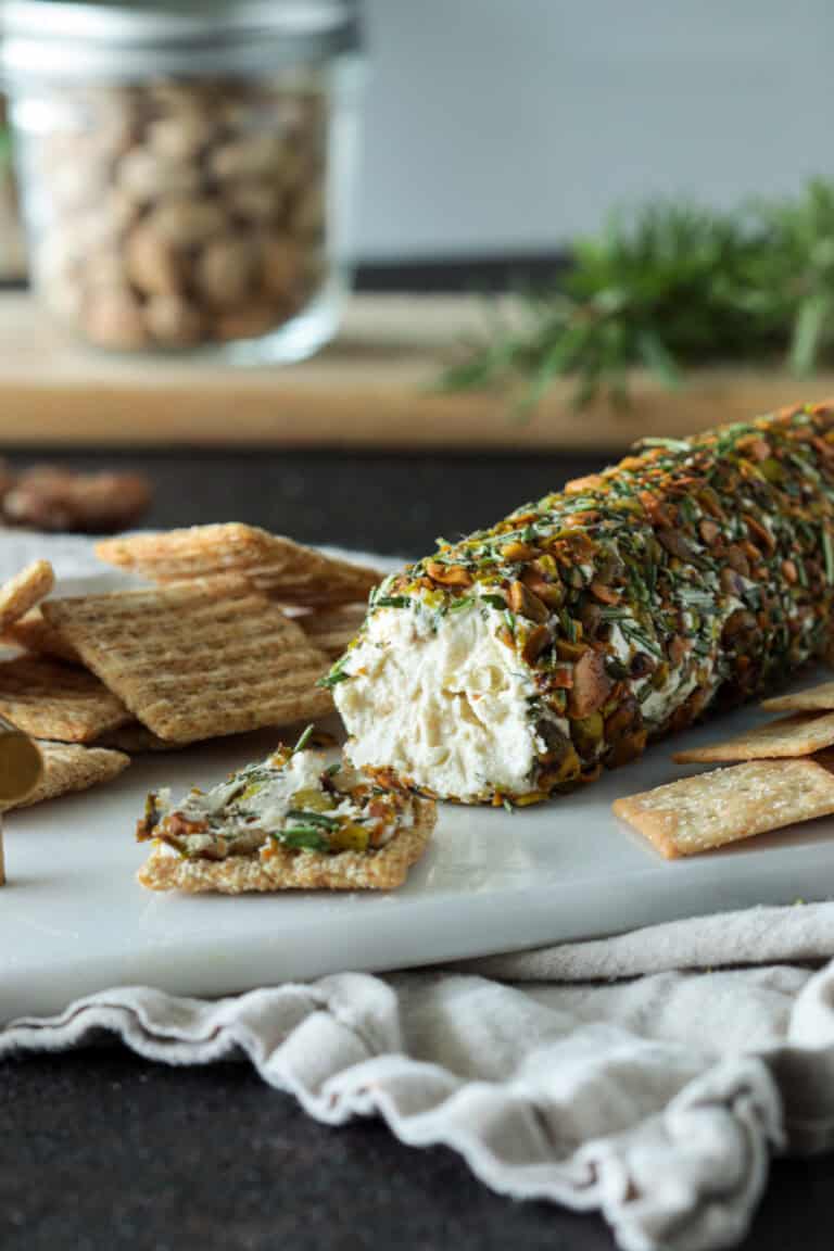 Goat Cheese Log With Caramelized Onions & Pistachios - Aleka's Get-Together